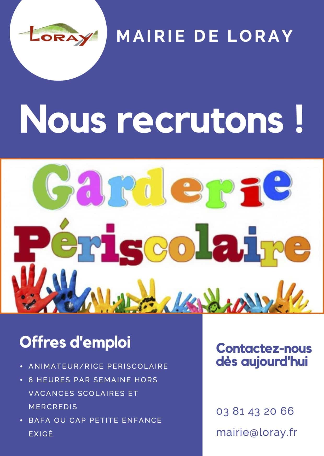 Offre d'emploi périscolaire - Mairie de Loray